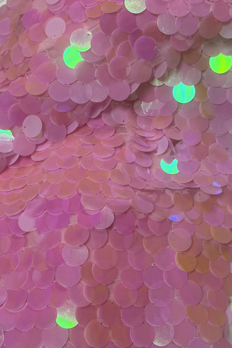 Sparkly Mermaid Sequin Spaghetti Strap Split Evening Maxi Dress - Pink – Rosedress